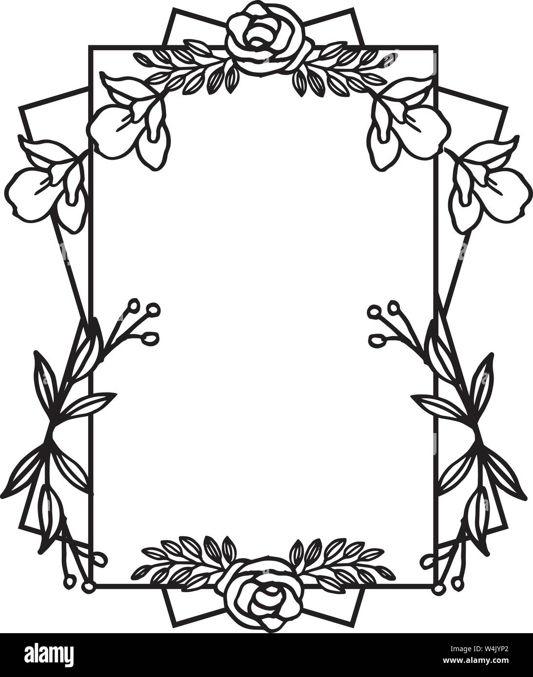 Floral frame design with white background, space for your text. Vector ...