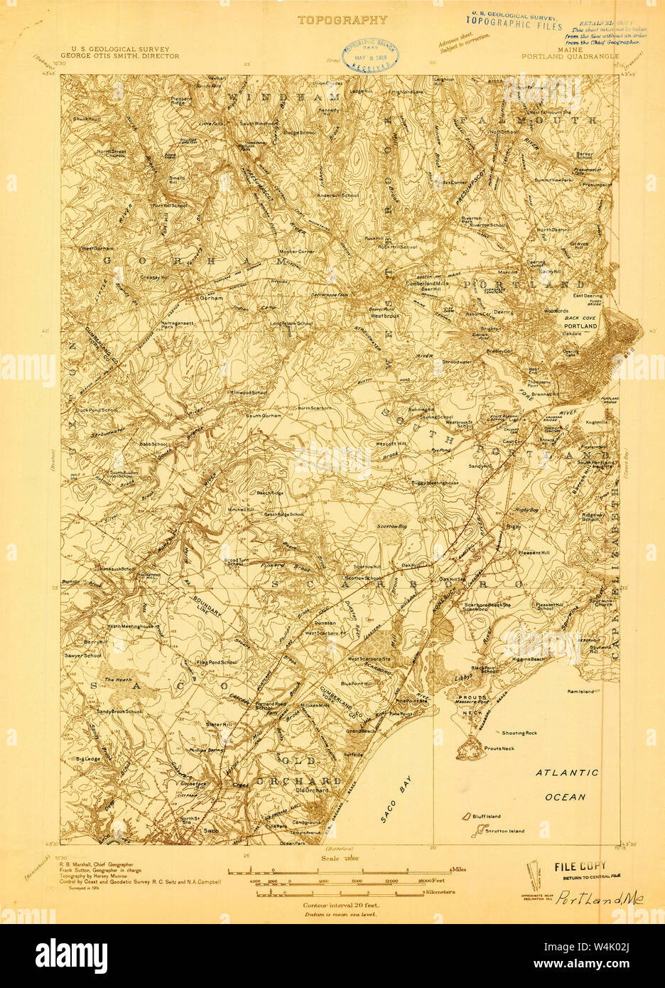 Maine USGS Historical Map Portland 807637 1914 48000 Restoration Stock ...