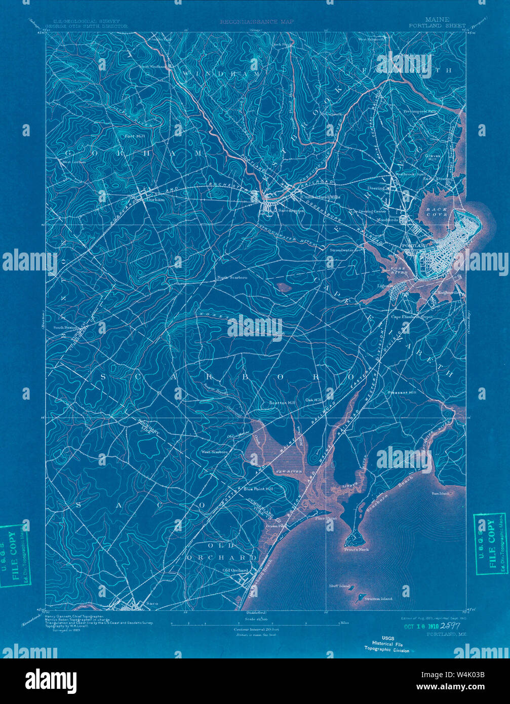 Maine USGS Historical Map Portland 807639 1893 62500 Inversion ...