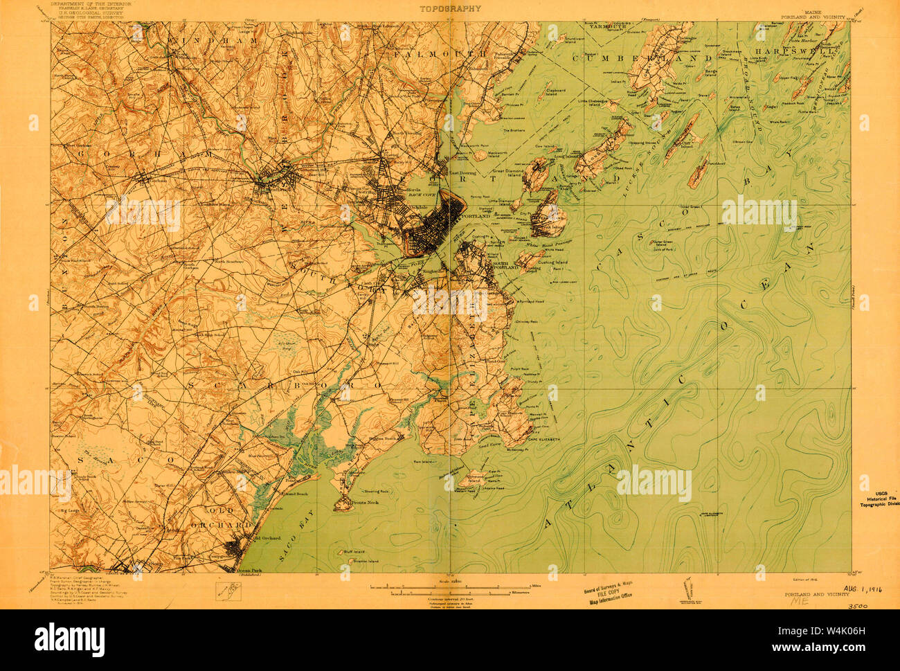 Maine USGS Historical Map Portland And Vicinity 807607 1916 62500 ...