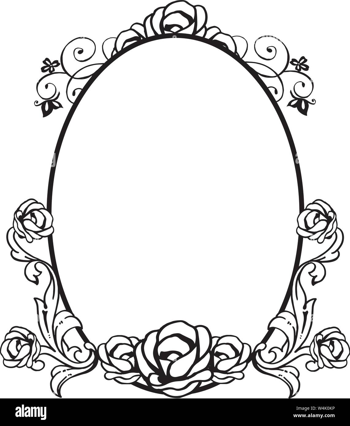 Pattern decorative of round rose flower frame. Vector illustration ...
