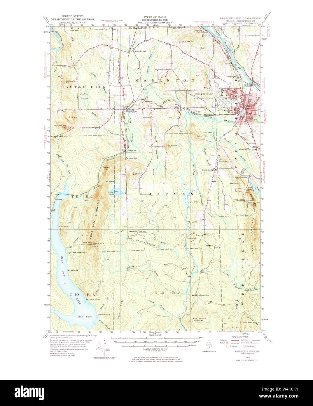 Maine USGS Historical Map Presque Isle 460784 1953 62500 Restoration ...