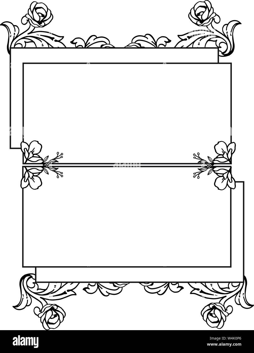 Flower frame simple, isolated on white background. Vector illustration ...