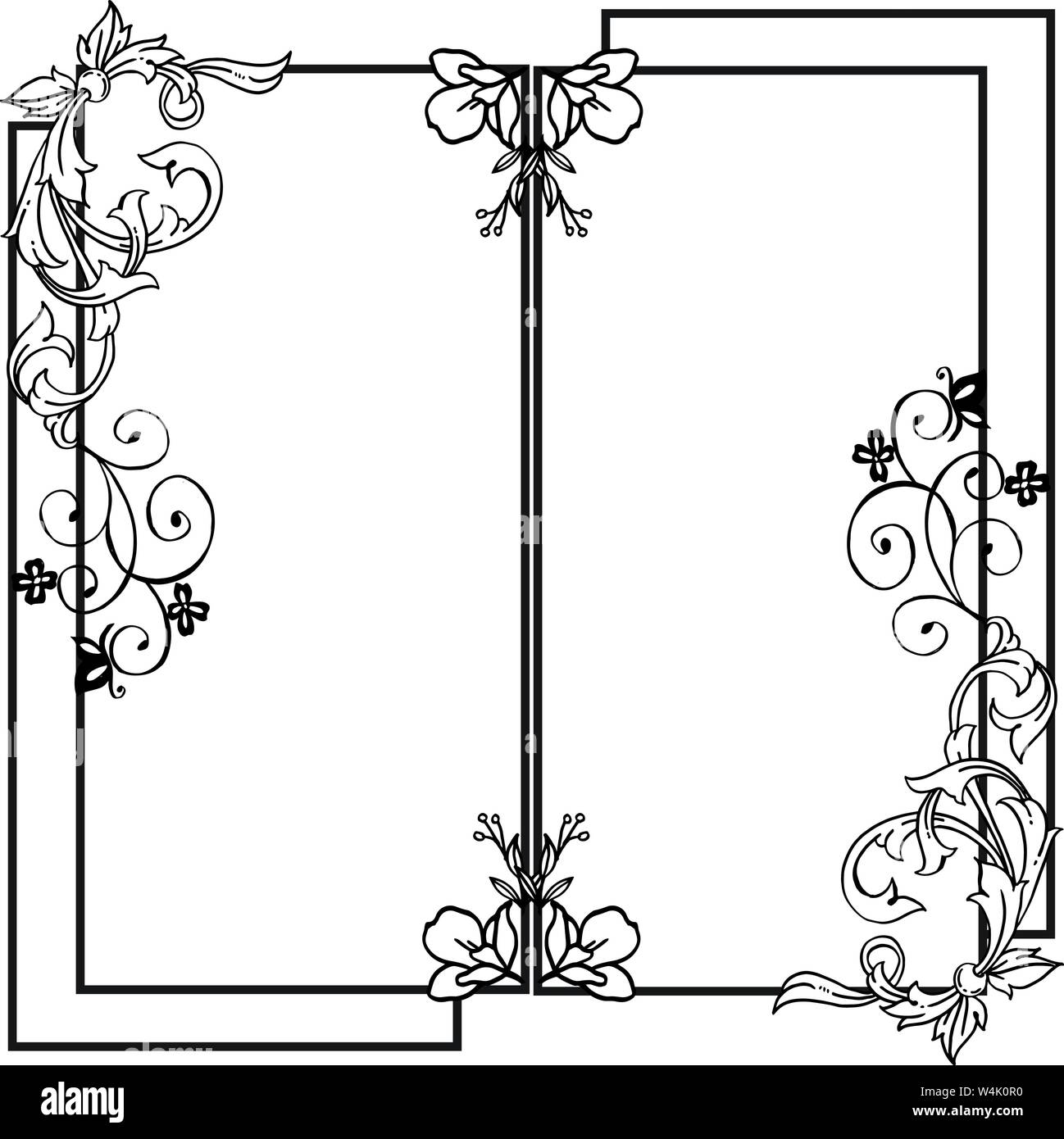 Flower frame simple, isolated on white background. Vector illustration ...