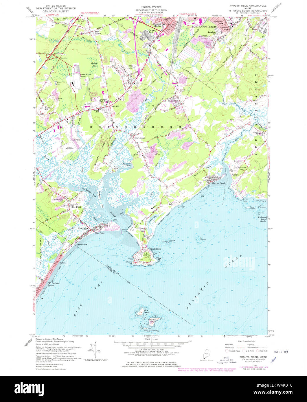 Maine USGS Historical Map Prouts Neck 460785 1957 24000 Restoration ...