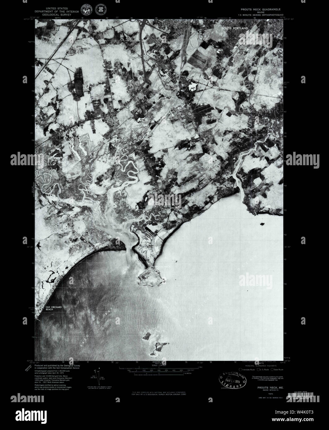 Maine USGS Historical Map Prouts Neck 460786 1975 24000 Inversion ...