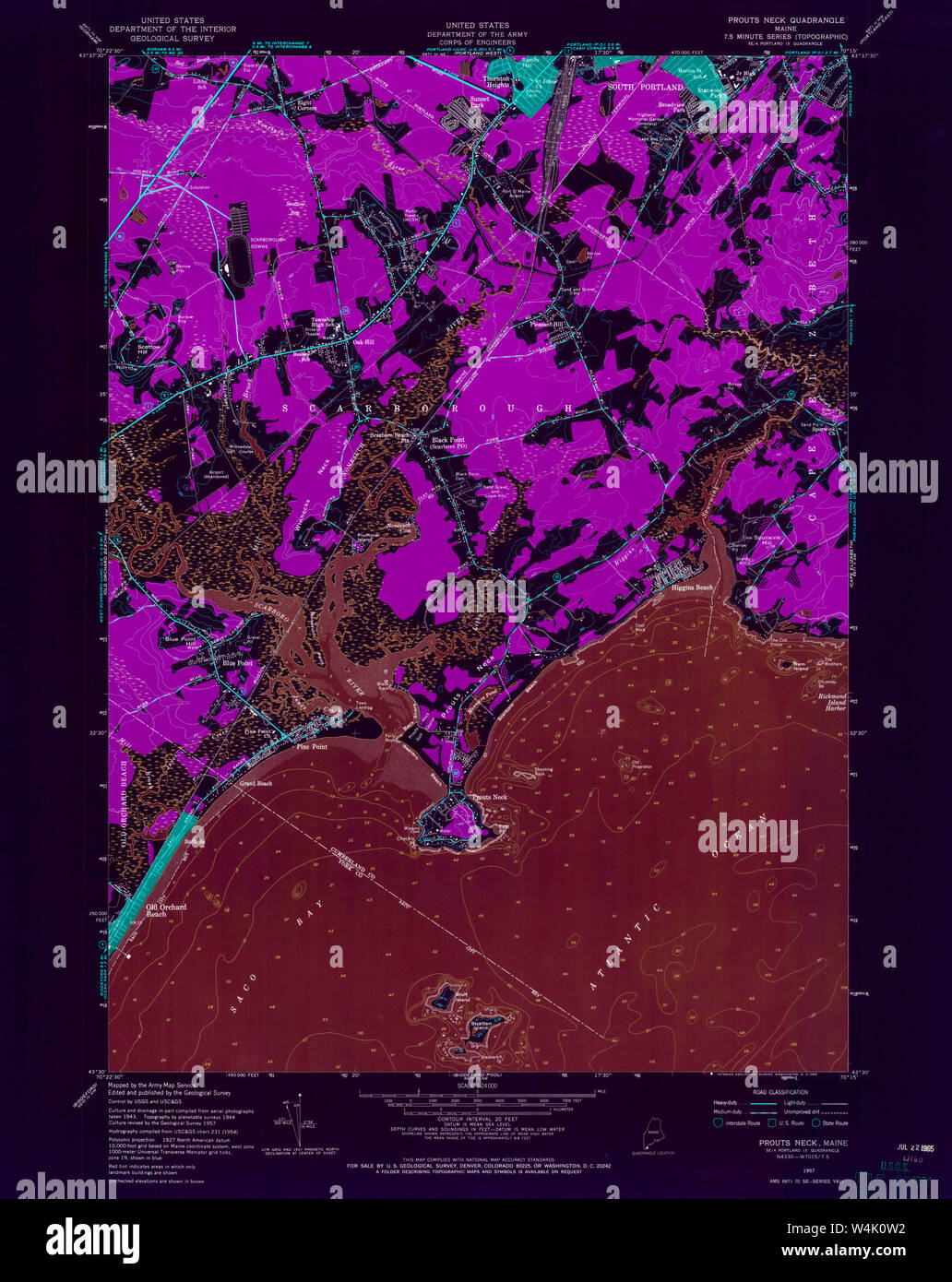 Maine USGS Historical Map Prouts Neck 807072 1957 24000 Inversion ...