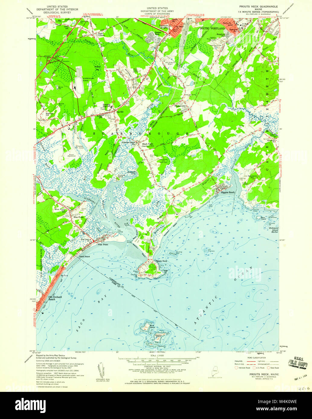 Maine USGS Historical Map Prouts Neck 807073 1959 24000 Restoration ...