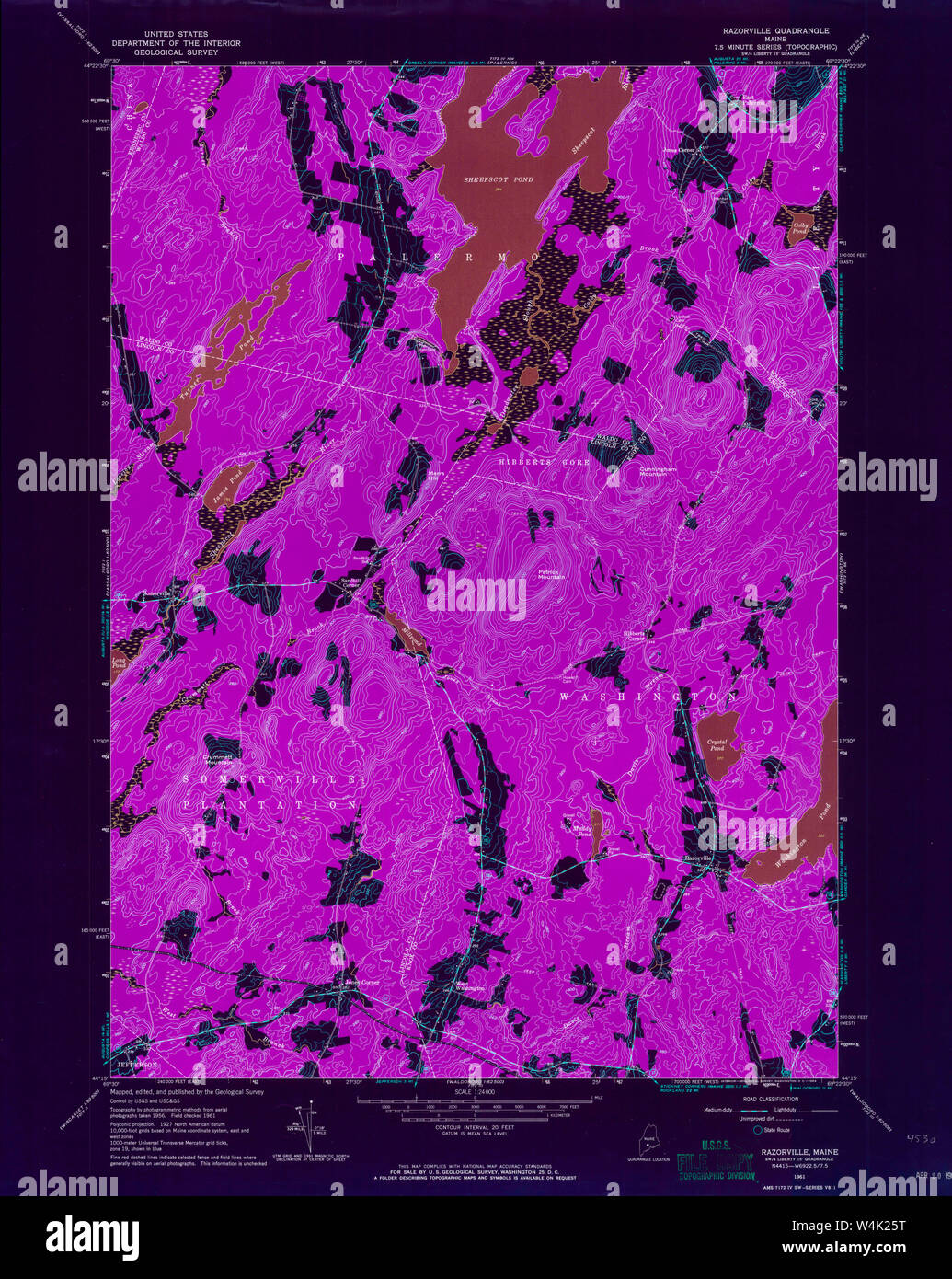 Maine USGS Historical Map Razorville 807092 1961 24000 Inversion ...