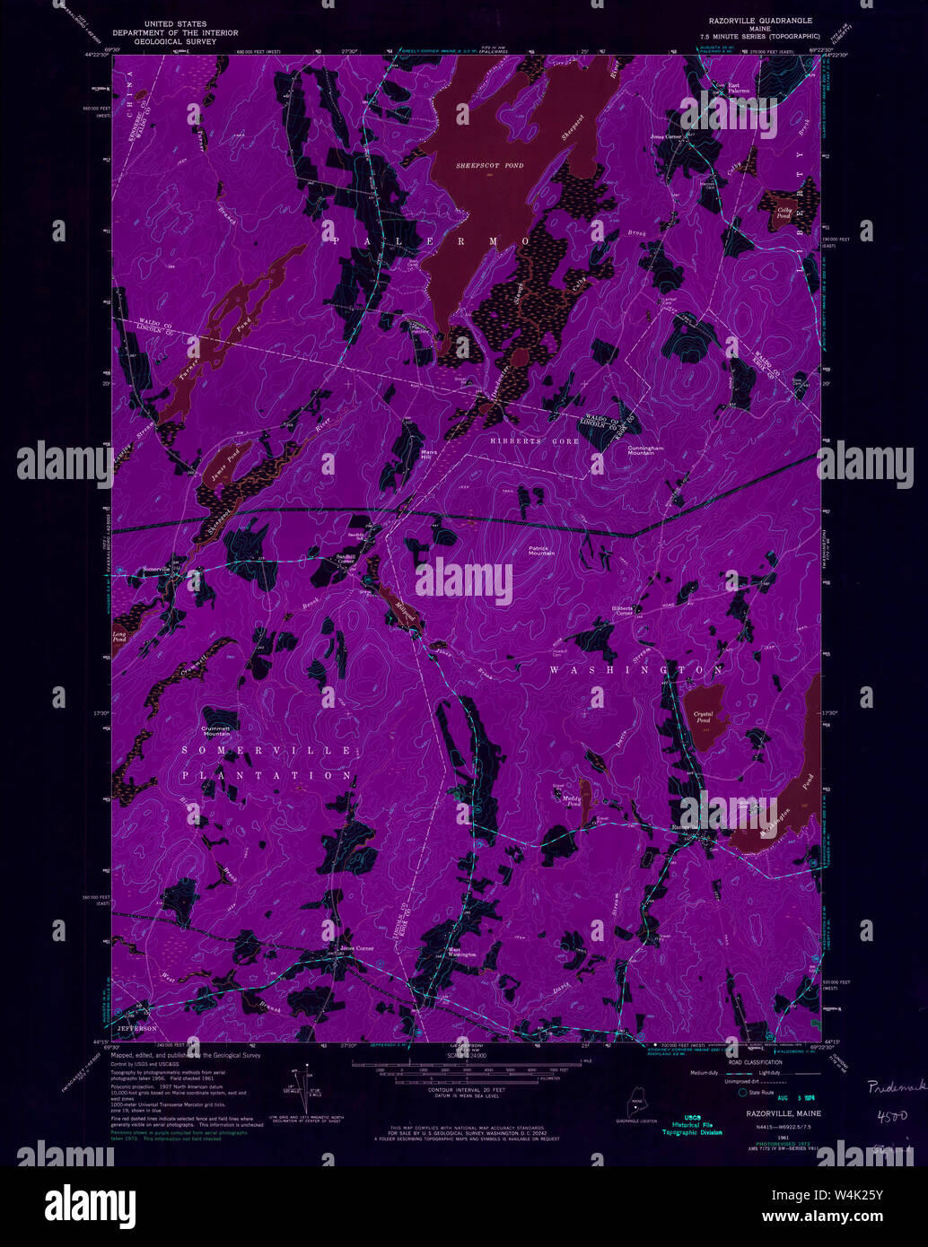 Maine USGS Historical Map Razorville 807091 1961 24000 Inversion ...