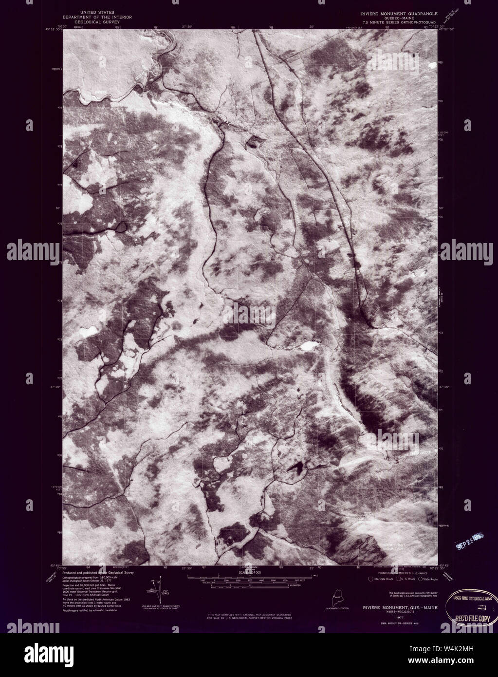 Maine USGS Historical Map Riviere Monument 807099 1977 24000 Inversion ...