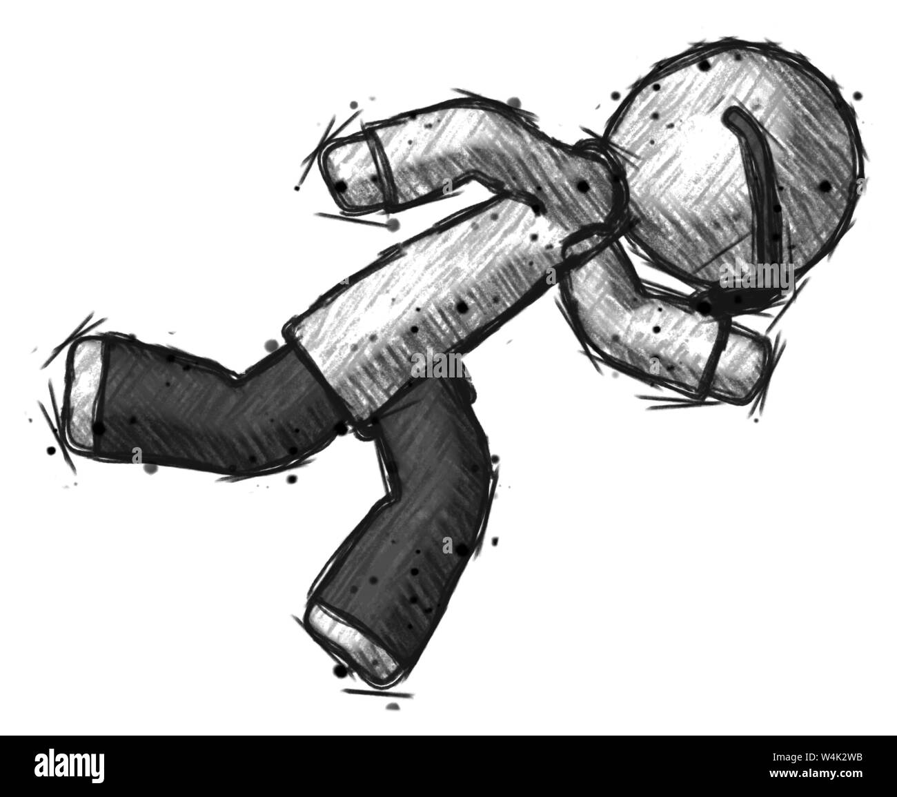 Sketch doctor scientist man running while falling down Stock Photo - Alamy