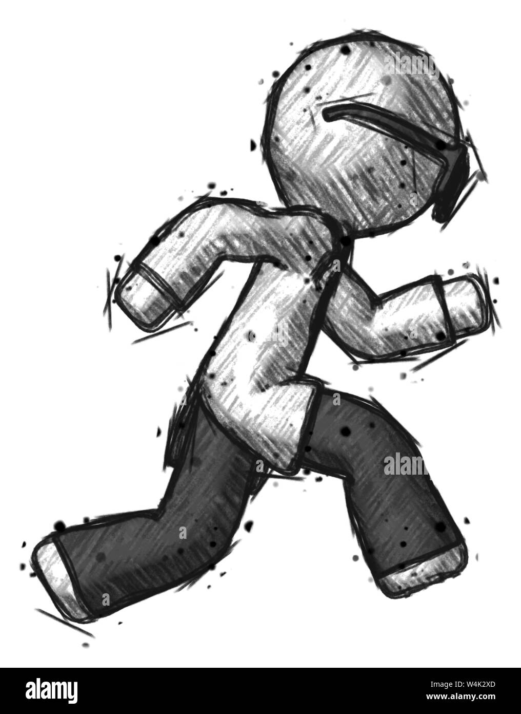 Sketch doctor scientist man running fast right Stock Photo - Alamy