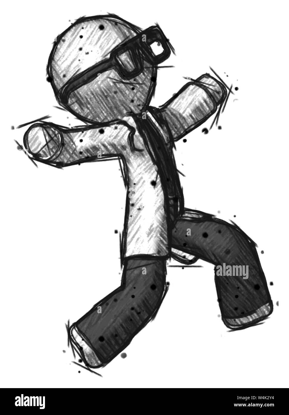 Sketch doctor scientist man running away in hysterical panic direction ...