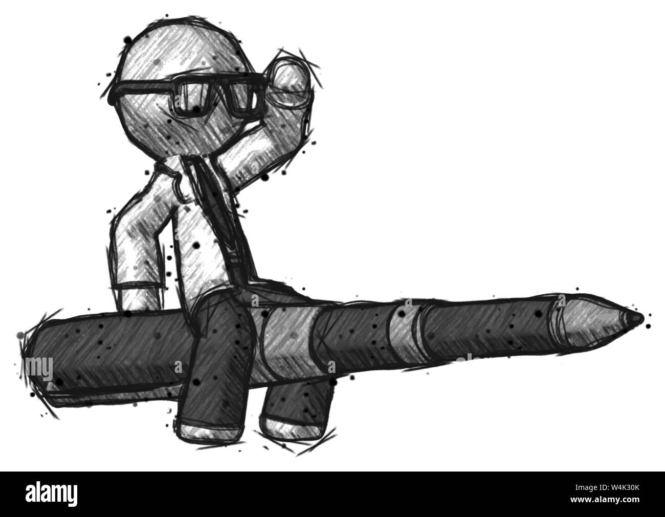 Sketch doctor scientist man riding a pen like a giant rocket Stock ...