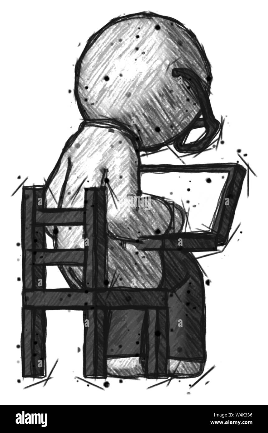 Man using computer back view Black and White Stock Photos & Images - Alamy