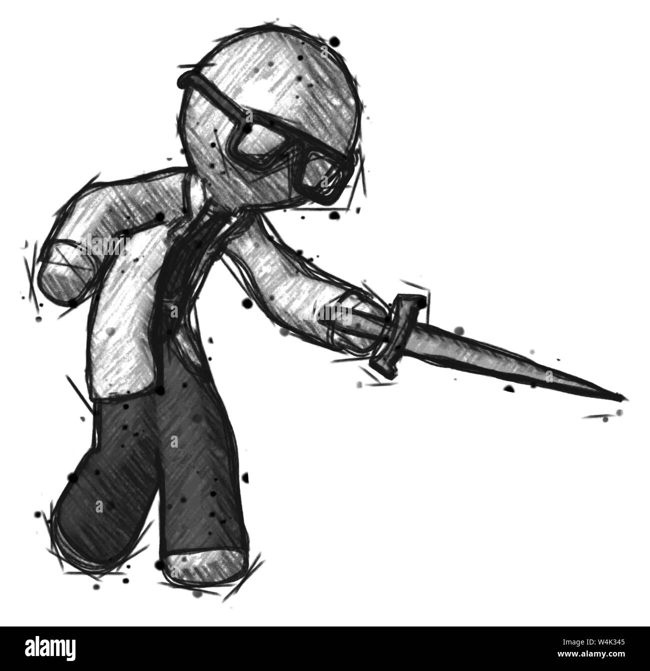 Sketch doctor scientist man sword pose stabbing or jabbing Stock Photo ...