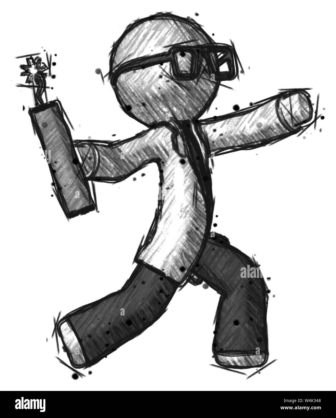 Sketch doctor scientist man throwing dynamite Stock Photo - Alamy