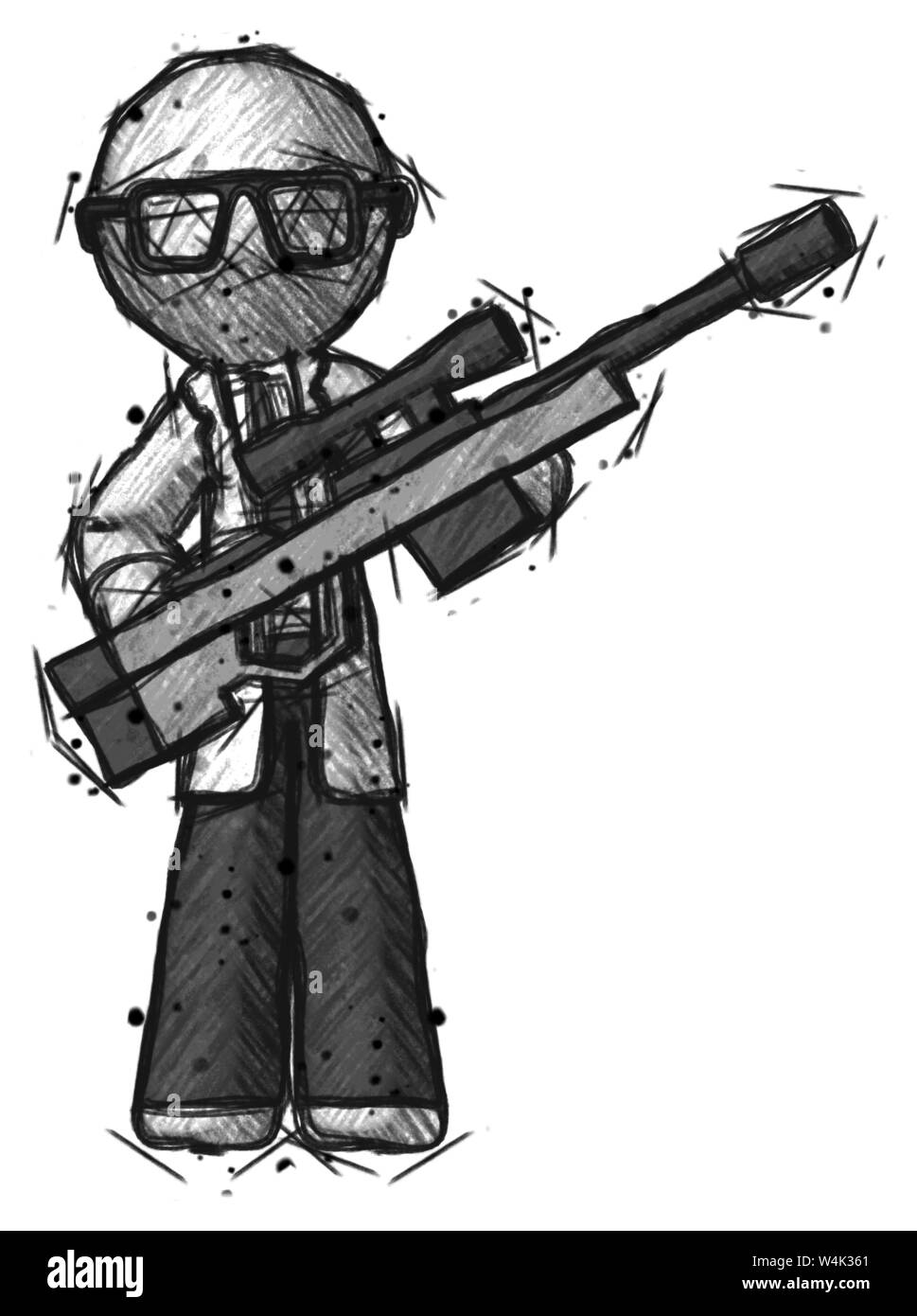 Sketch doctor scientist man holding sniper rifle gun Stock Photo - Alamy