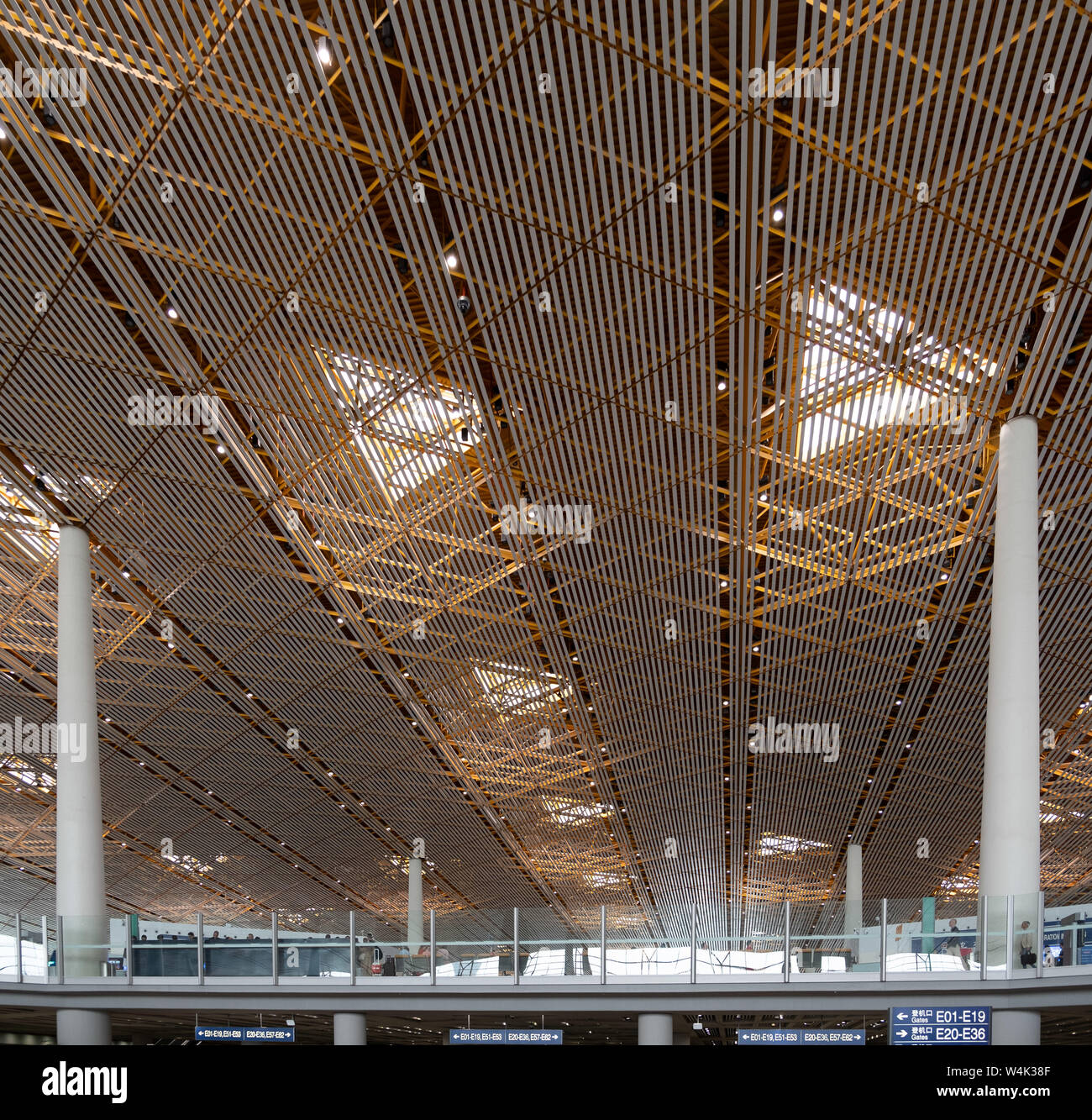 Beijing, China - June 17, 2019: High ceiling of the airport at ...