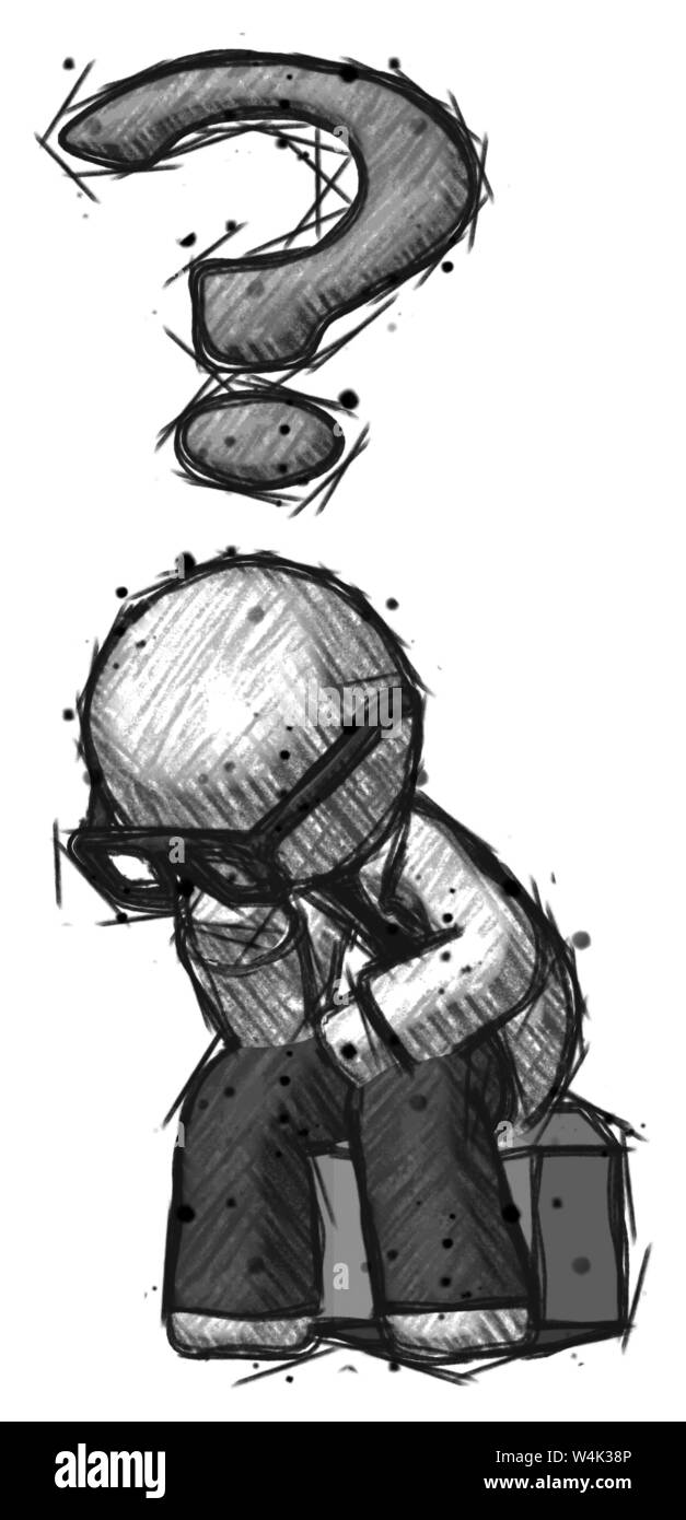 Sketch doctor scientist man thinker question mark concept Stock Photo ...