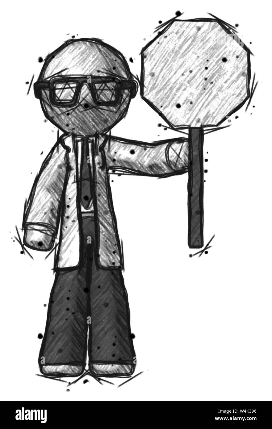 Sketch doctor scientist man holding stop sign Stock Photo - Alamy