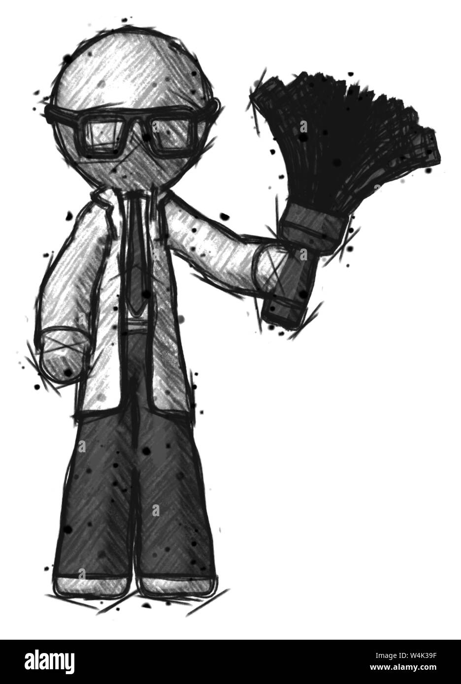 Sketch doctor scientist man holding feather duster facing forward Stock ...