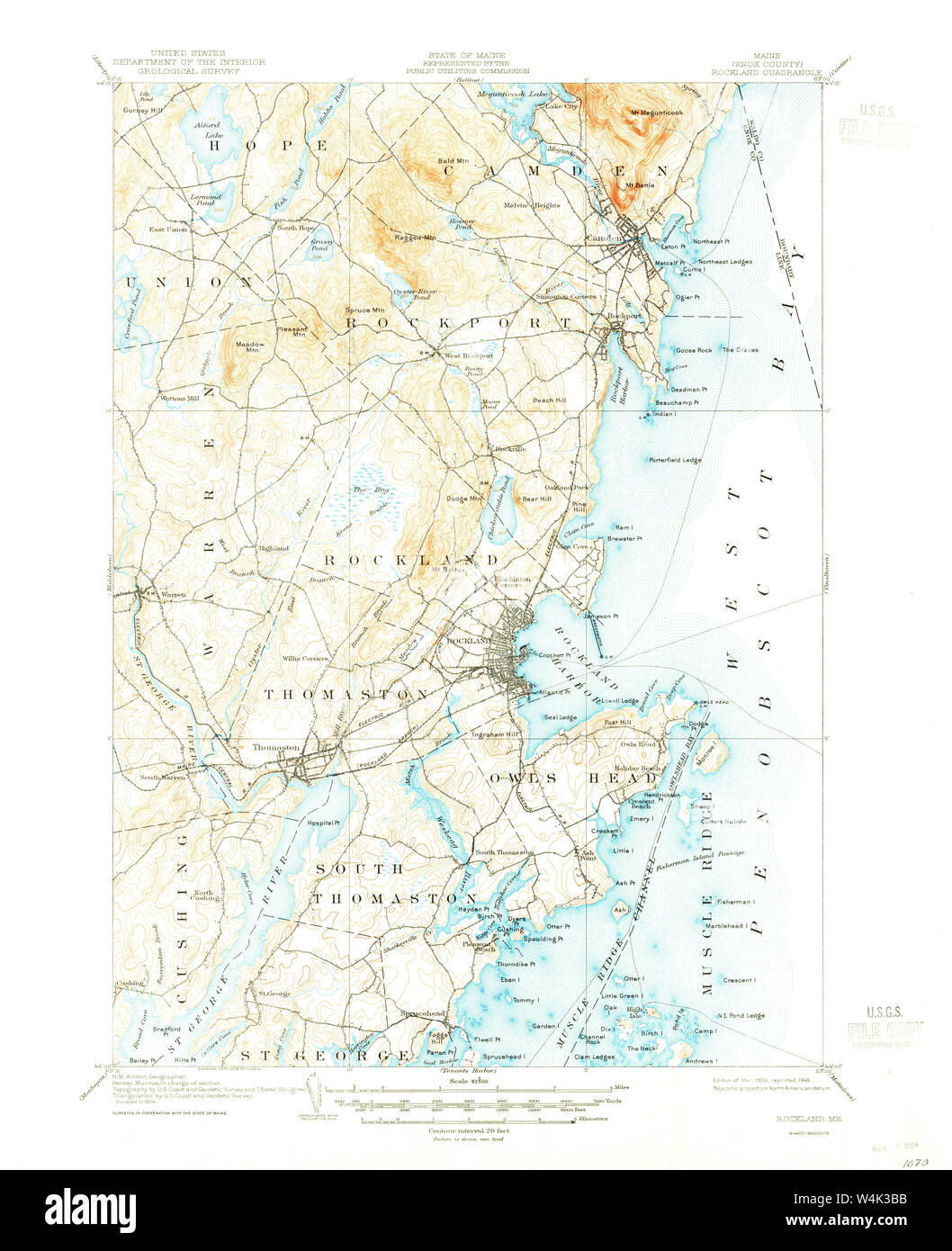 Maine USGS Historical Map Rockland 460809 1906 62500 Restoration Stock ...