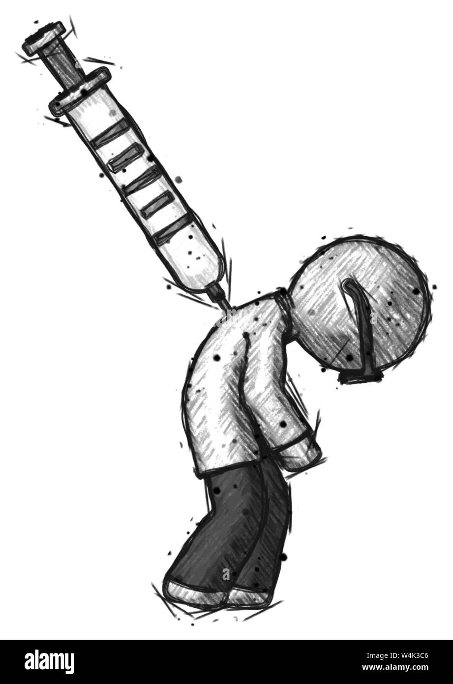 Sketch doctor scientist man killed by drugs, syringe stabbing in back ...