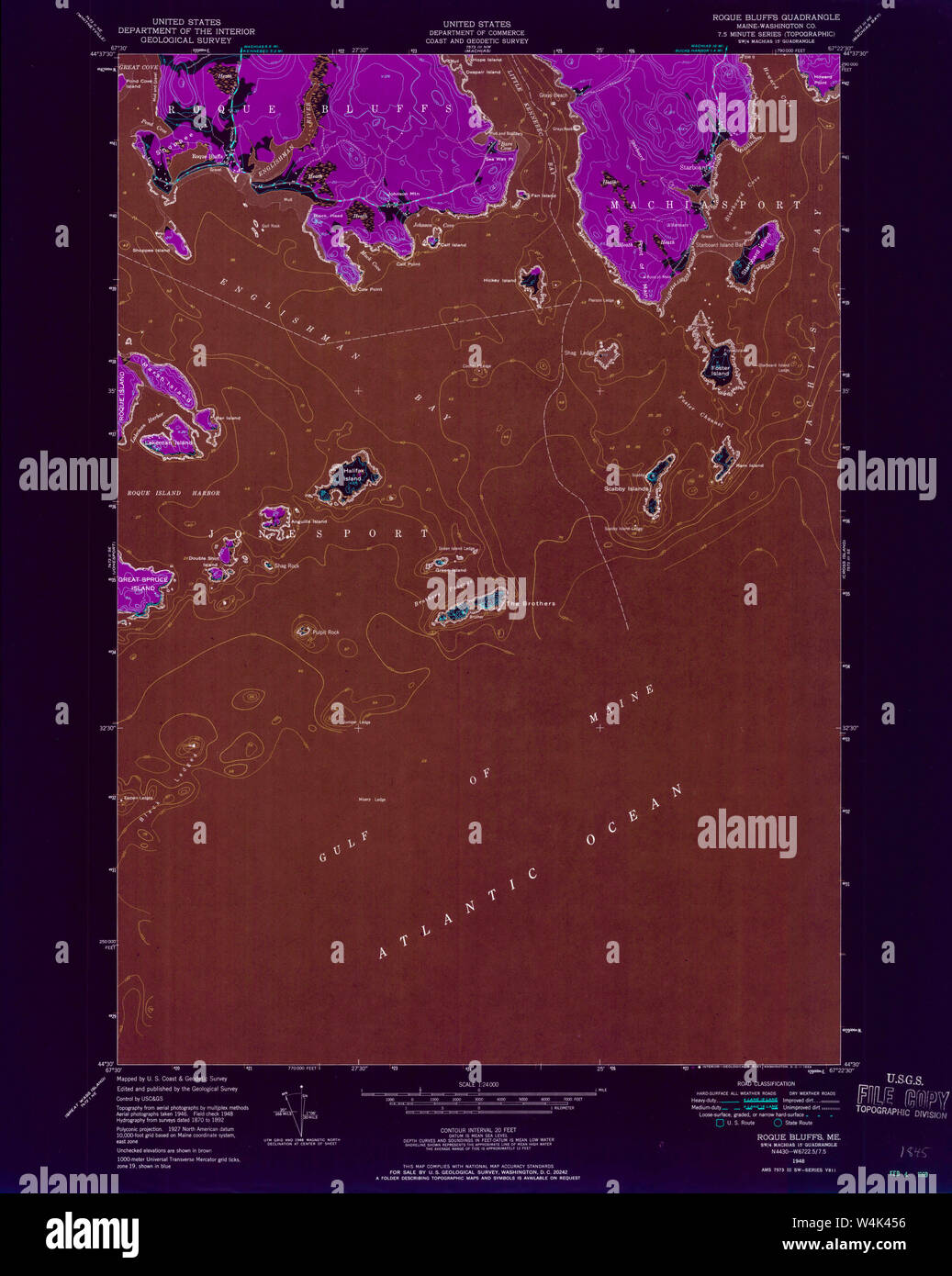 Maine USGS Historical Map Roque Bluffs 807109 1948 24000 Inversion ...