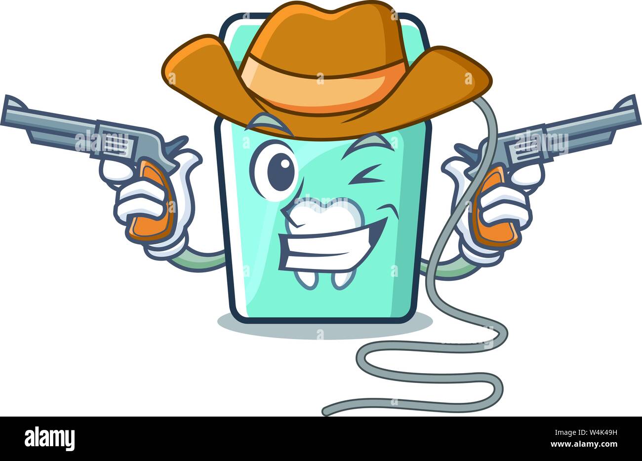 Cowboy dental floss isolated with the character vector illustration ...