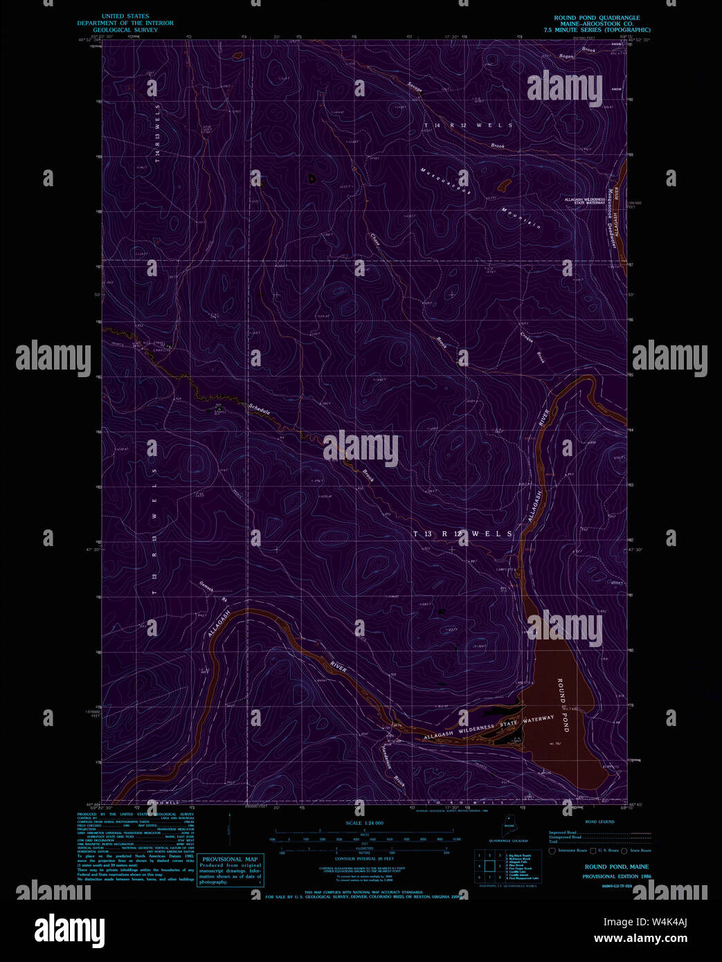 Maine USGS Historical Map Round Pond 102929 1986 24000 Inversion ...
