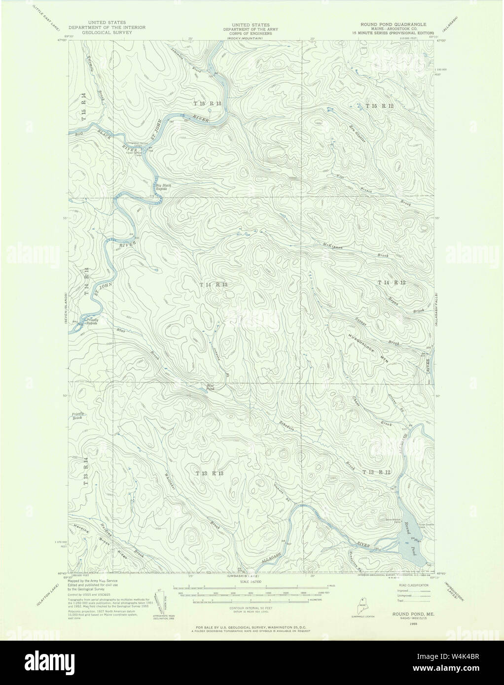 Maine USGS Historical Map Round Pond 306743 1955 62500 Restoration ...