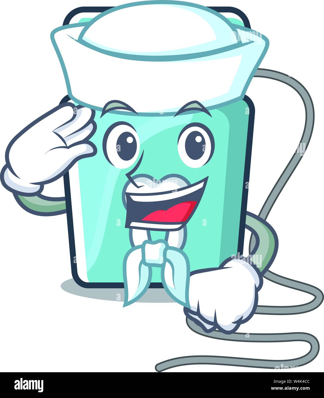 Sailor dental floss isolated with the character vector illustration ...