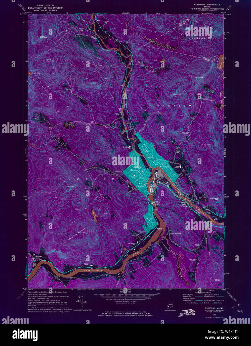 Maine USGS Historical Map Rumford 807112 1969 24000 Inversion ...