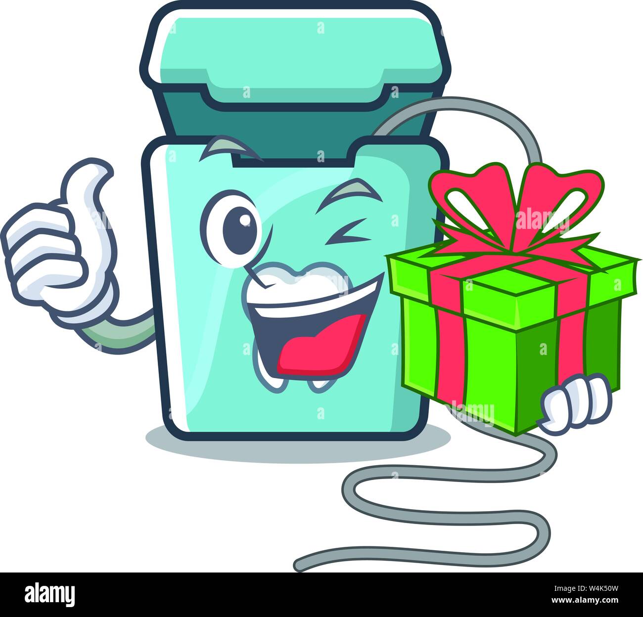 With gift dental floss in a mascot box vector illustration Stock Vector ...
