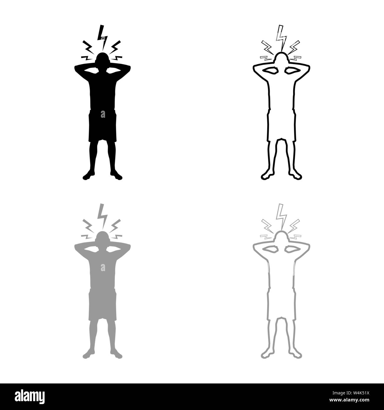 Depression black set icon Black and White Stock Photos & Images - Alamy