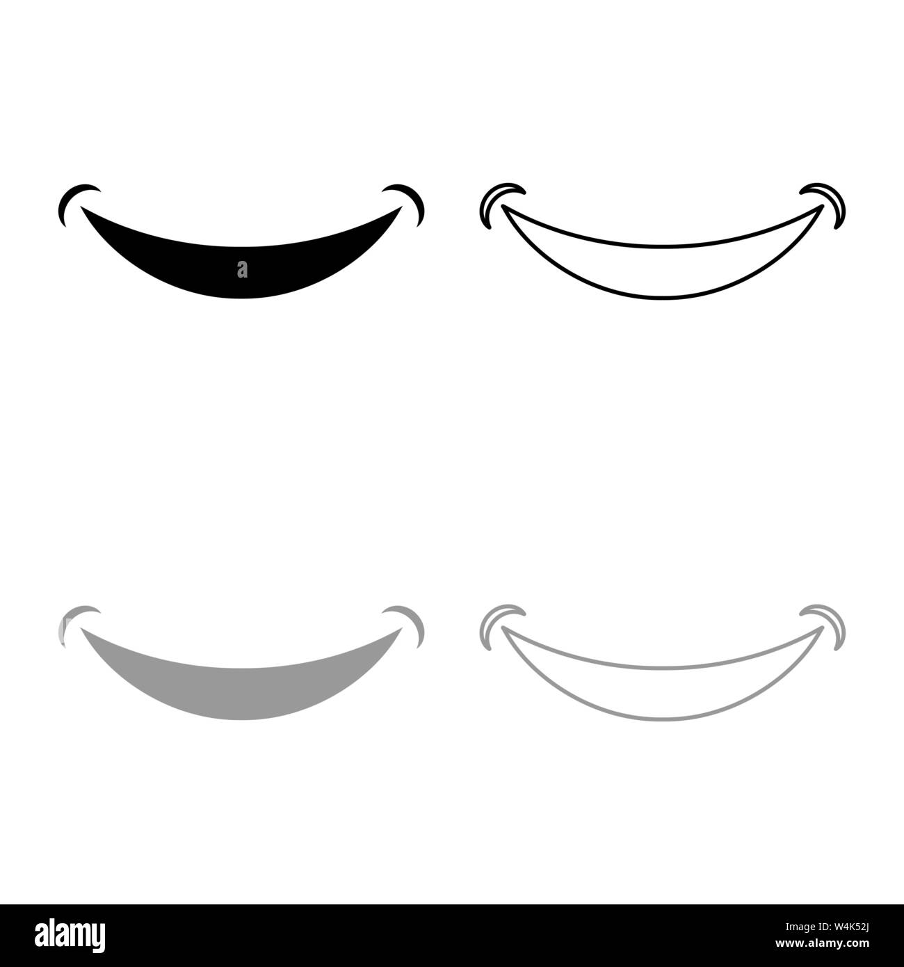 Smile Smlie doodle icon outline set black grey color vector ...
