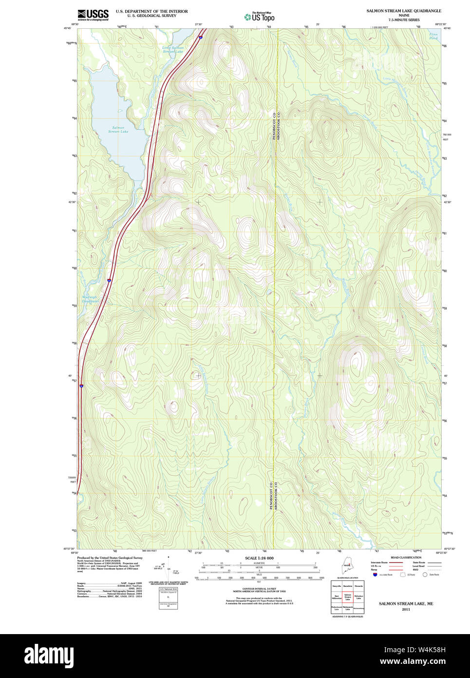 Maine USGS Historical Map Salmon Stream Lake 20110902 TM Restoration ...