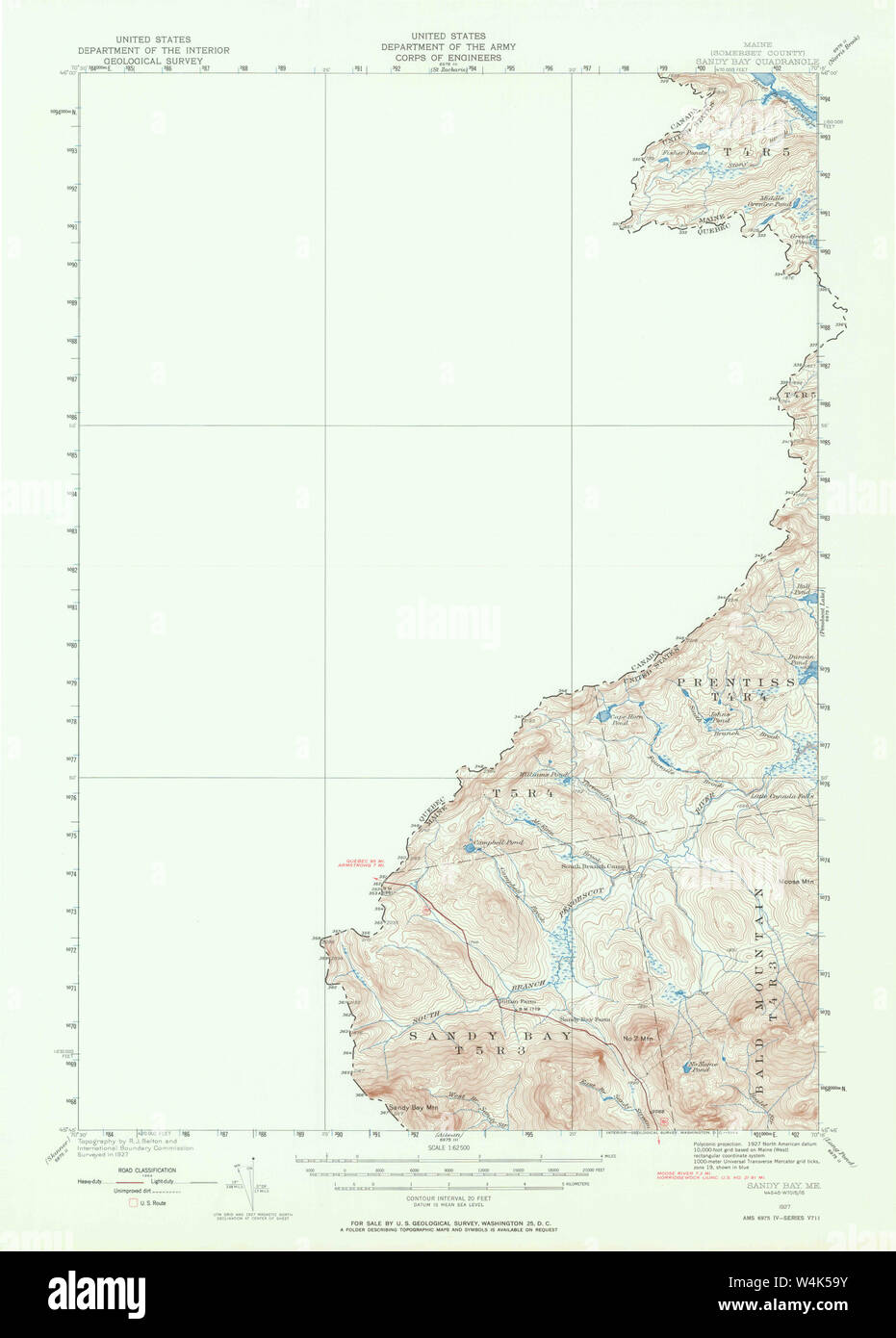 Maine USGS Historical Map Sandy Bay 306754 1927 62500 Restoration Stock ...