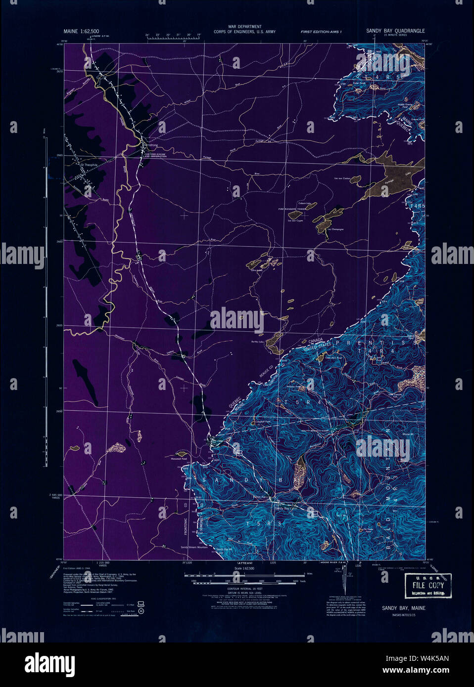 Maine USGS Historical Map Sandy Bay 460829 1944 62500 Inversion ...