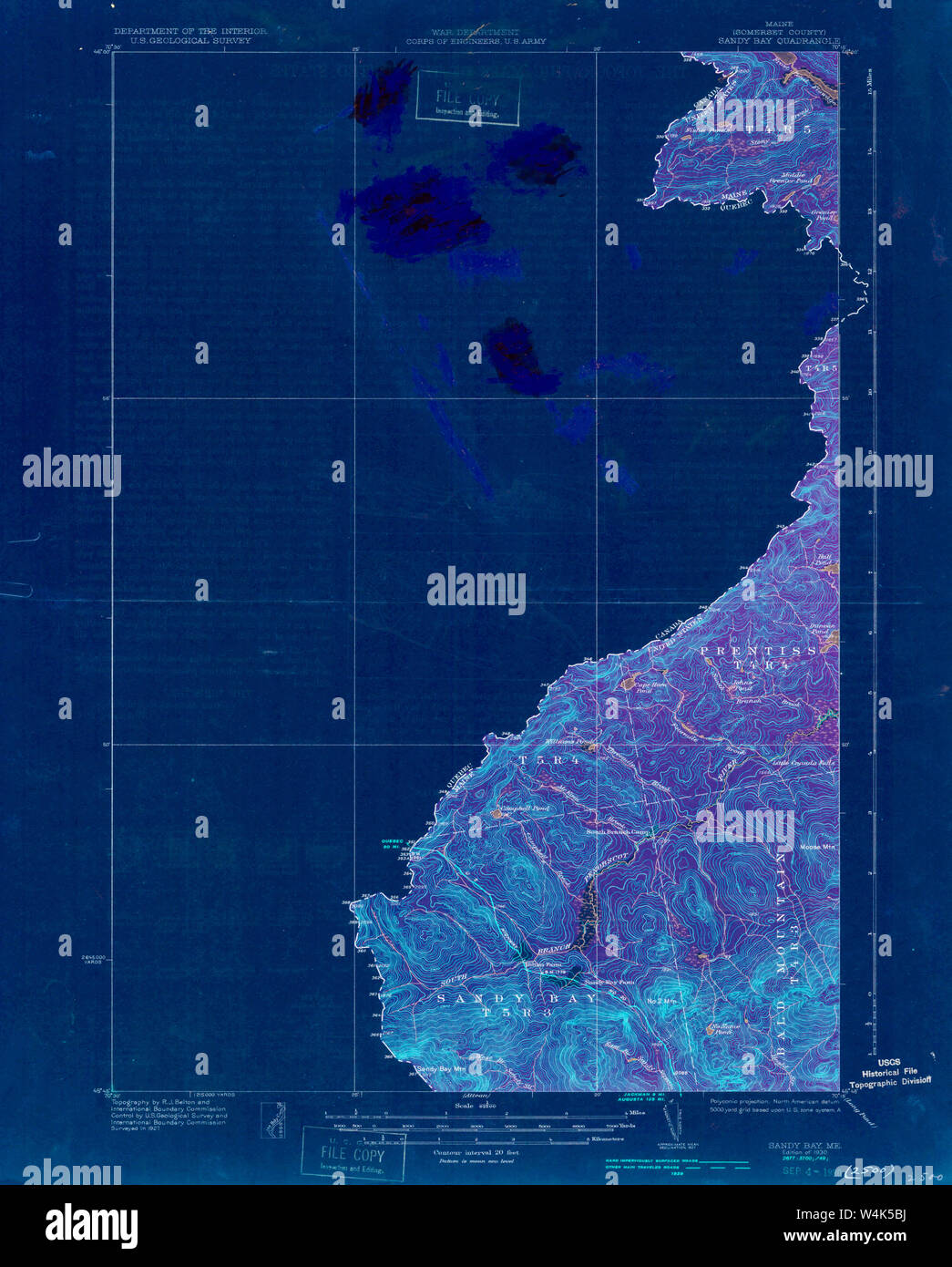 Maine USGS Historical Map Sandy Bay 807660 1930 62500 Inversion ...