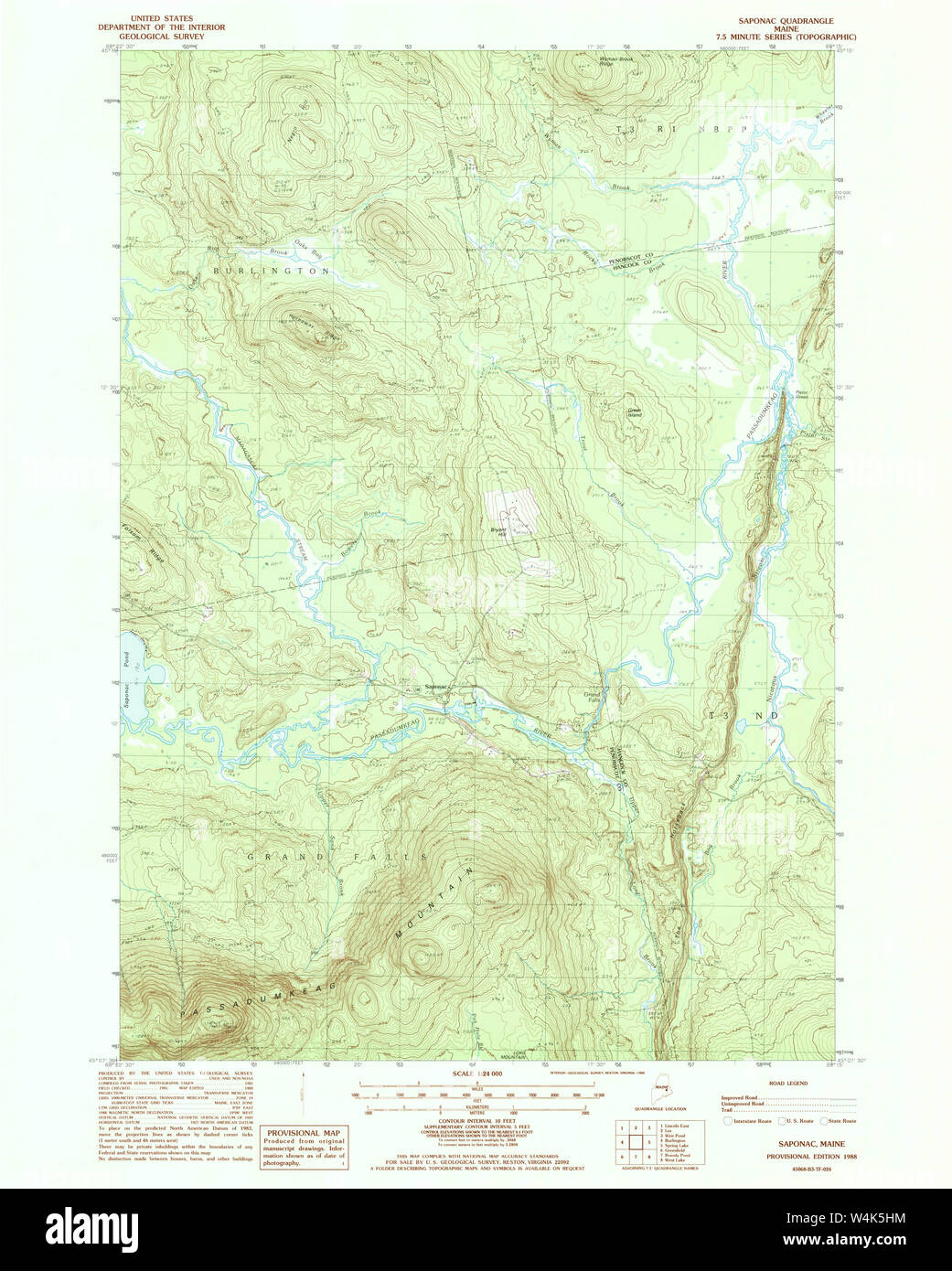 Maine USGS Historical Map Saponac 102944 1988 24000 Restoration Stock ...