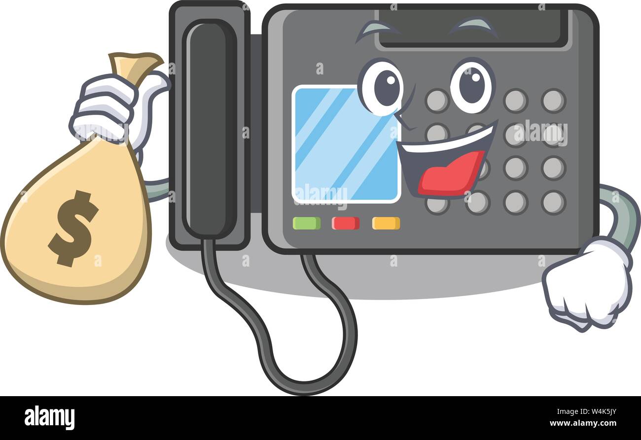 With money bag fax machine isolated in the mascot vector, illustration ...