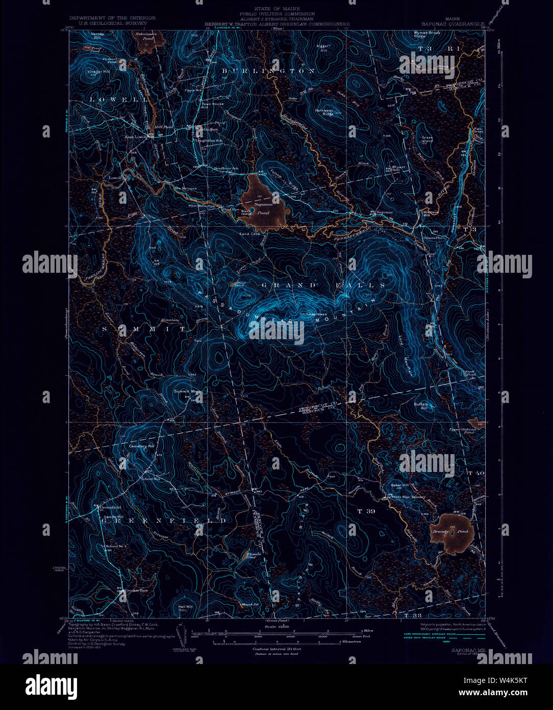 Maine USGS Historical Map Saponac 460833 1934 62500 Inversion ...