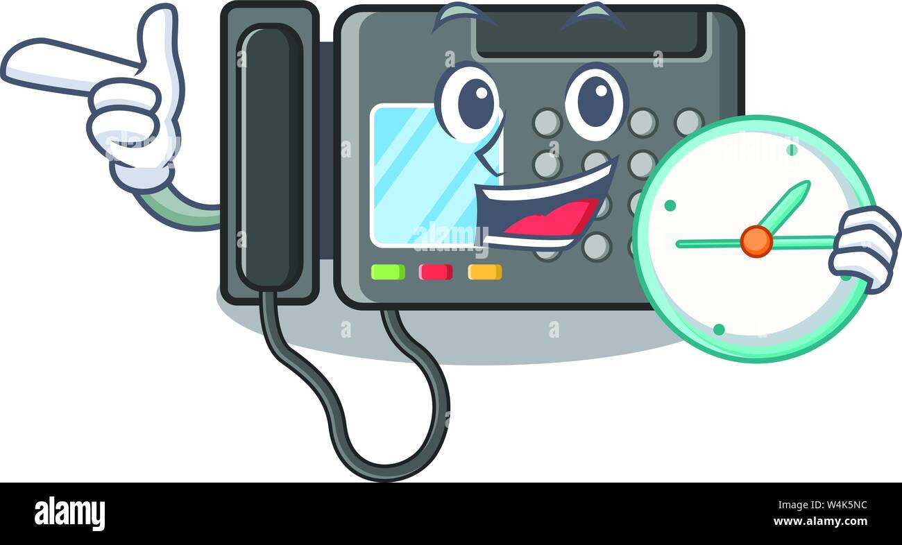With clock fax machine in the character shape vector illustration Stock ...