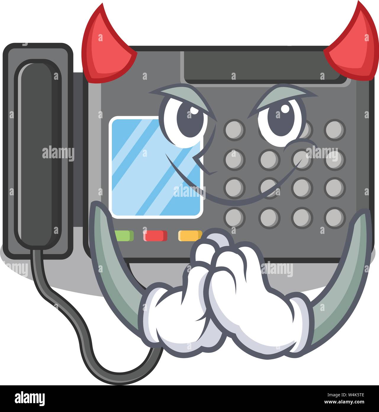 Devil fax machine above the cartoon table vector illustration Stock ...
