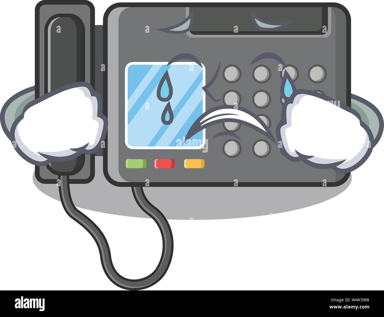 Crying fax machine above the cartoon table vector illustration Stock ...