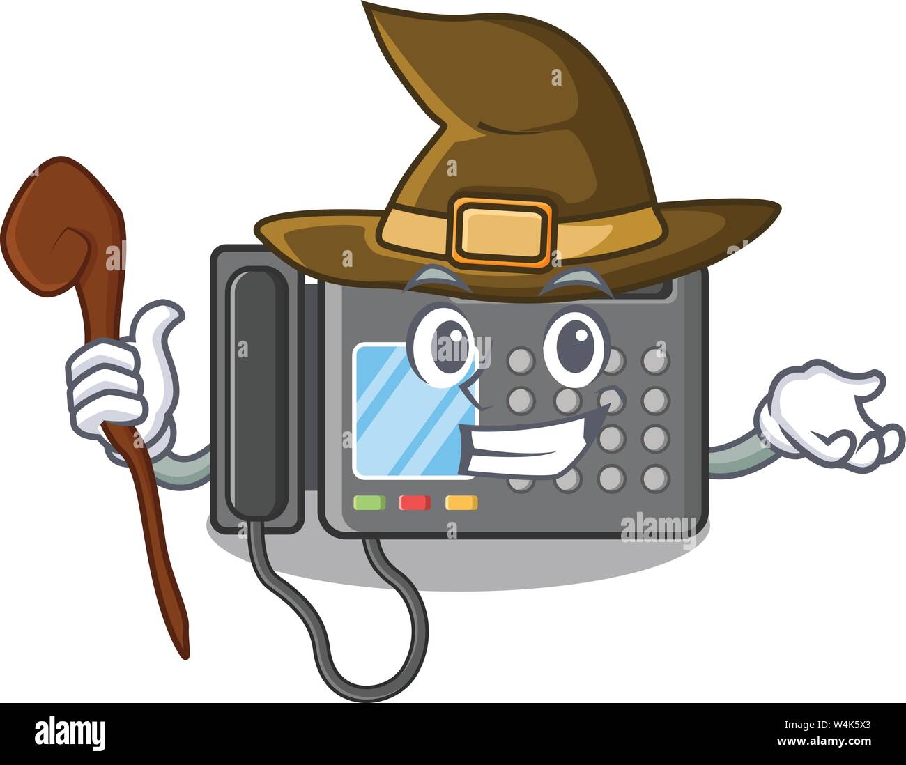 Witch fax machine above the cartoon table vector illustration Stock ...