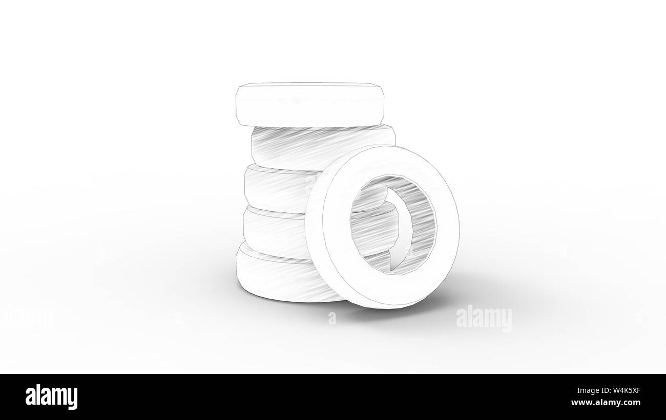 3d rendering of multiple car tires isolated in white studio background ...